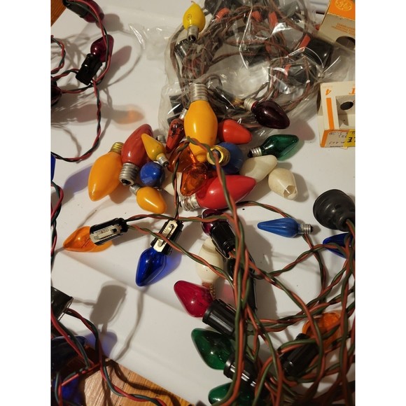 Holiday | Lot 4 Vintage Christmas Tree Lights 15 Socket Bulb String ...
